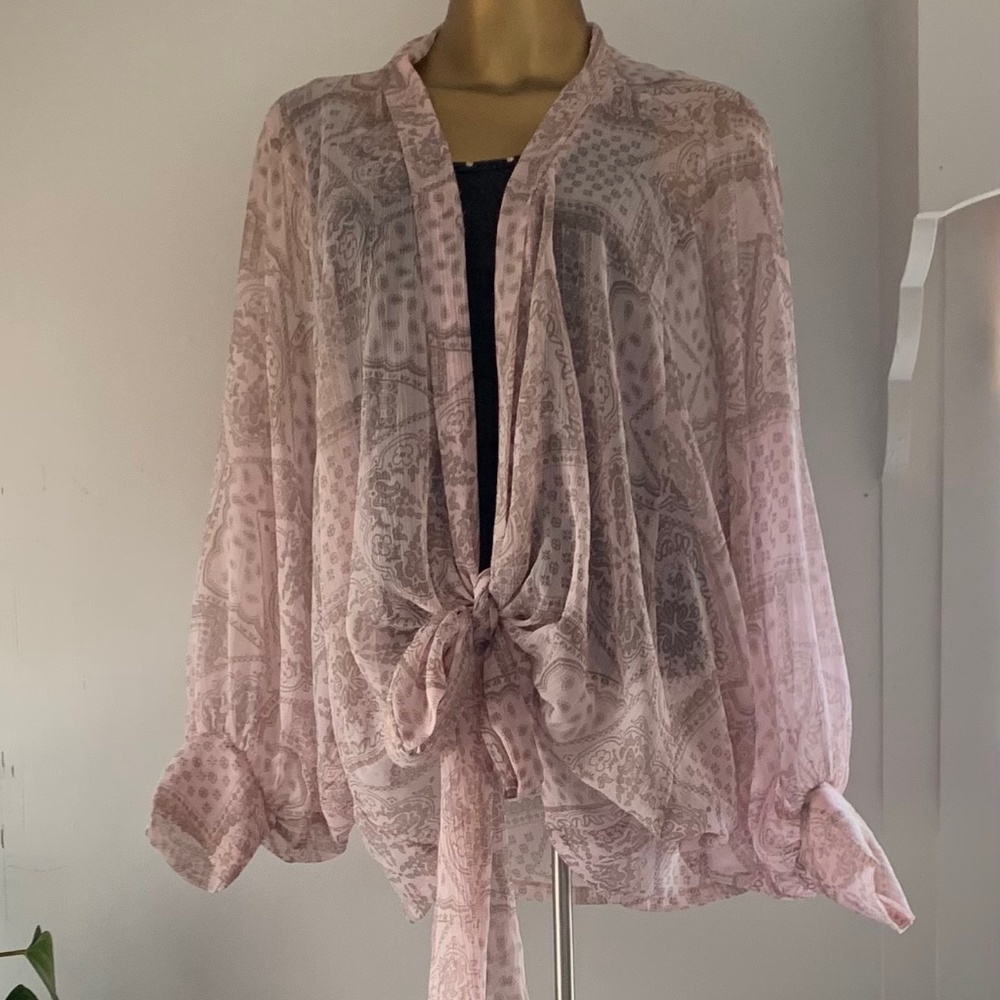 Free People Beautiful, Boho, Sheer, Flowy , Wrap Top.… - Gem